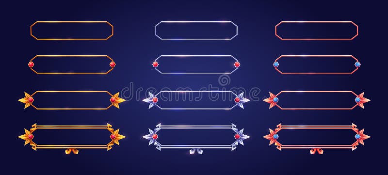 Empty Rectangle Game Frames in Medieval Style Stock Illustration ...