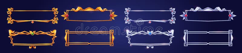 Empty Rectangle Game Frames in Medieval Style Stock Illustration ...