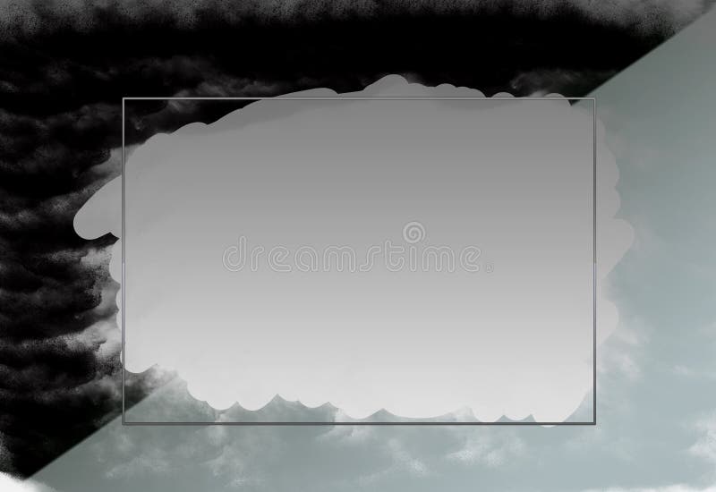 Empty Rectangle Grey Frame with Black & Grey Cloudy Background Template ...