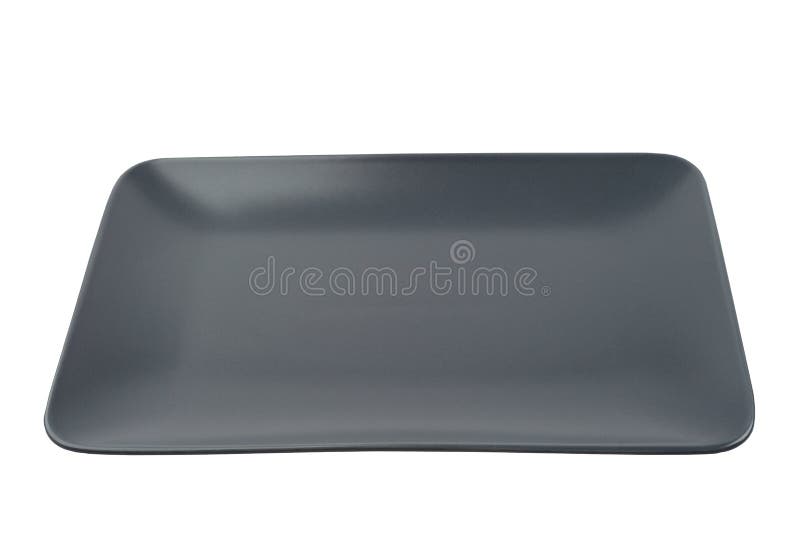 Empty Rectangular Black Plate Isolated on White Background Stock Photo ...