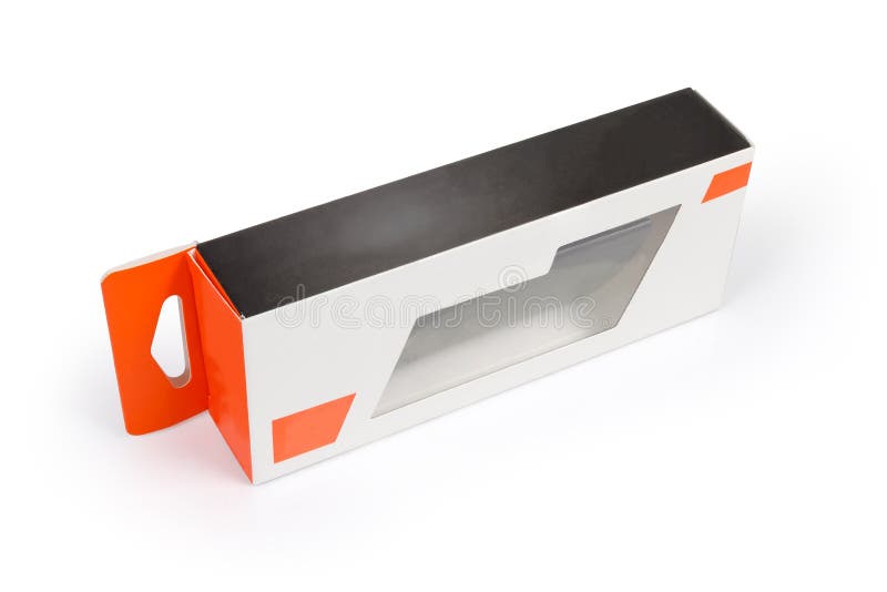 Empty Rectangular Cardboard Accessory Packing Box with a Transparent ...