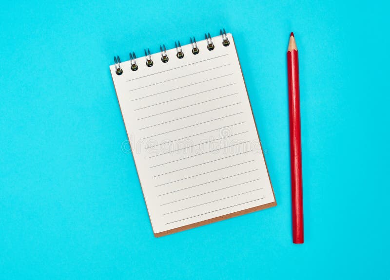 Empty Rectangular Notepad and Wooden Red Pencil Stock Image - Image of ...