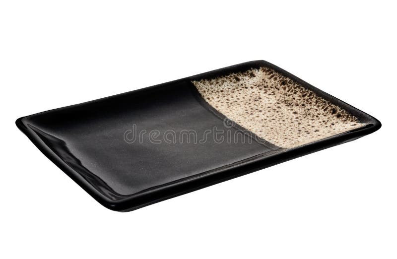 Empty Rectangular Plate, Black Ceramics Plate With Nature Texture ...