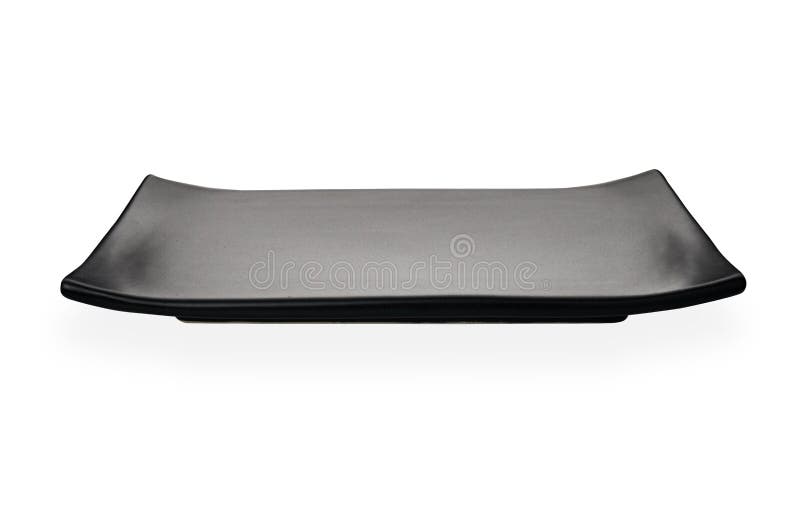 Empty Rectangular Plate, Black Ceramics Plate Isolated on White ...