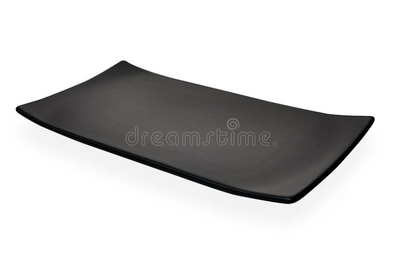 Empty Rectangular Plate, Black Ceramics Plate Isolated on White ...