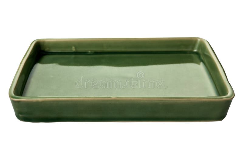 Empty Rectangular Plate, Green Ceramics Plate, Isolated on White ...
