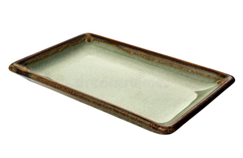 Empty Rectangular Plate, Green Ceramics Plate in Cracked Pattern, View ...