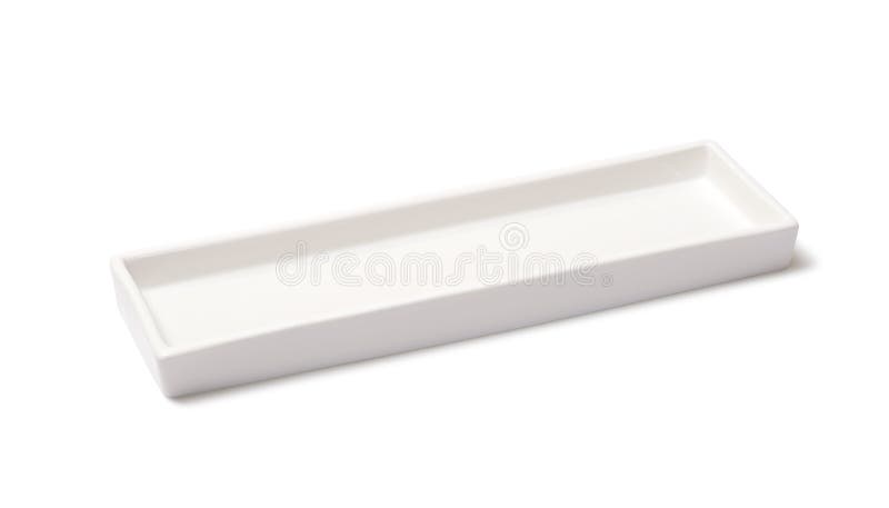 White Empty Rectangular Plate of Porcelain on a White Background Stock ...