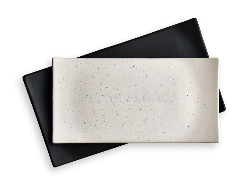 Empty Rectangular Plates, White and Black Ceramics Plates, View from ...