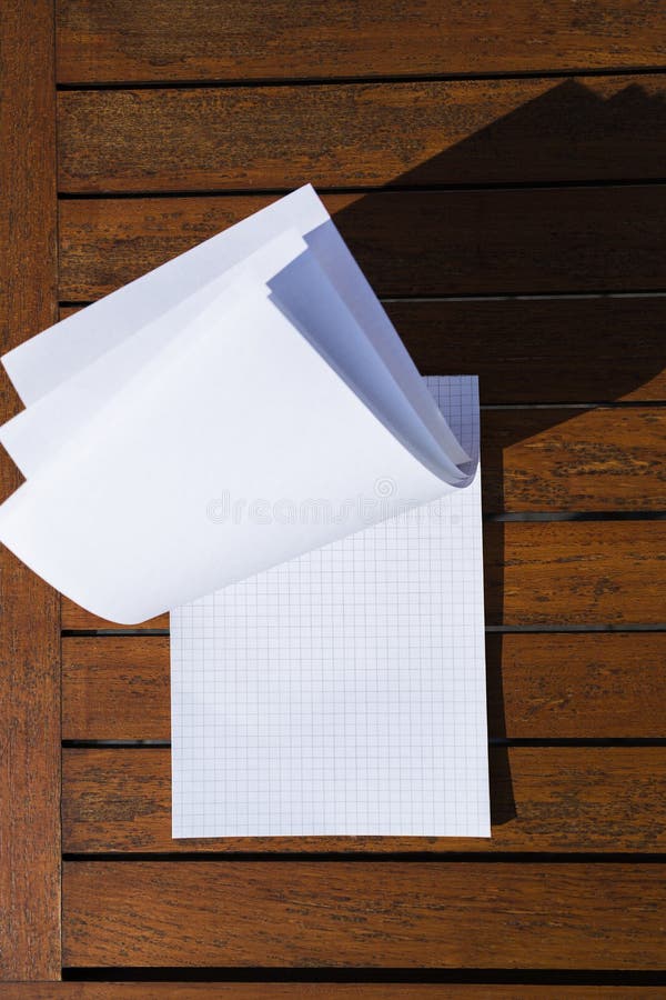 Empty Rectangular White Simple Notepad on Orange Wooden Table in Cafe ...