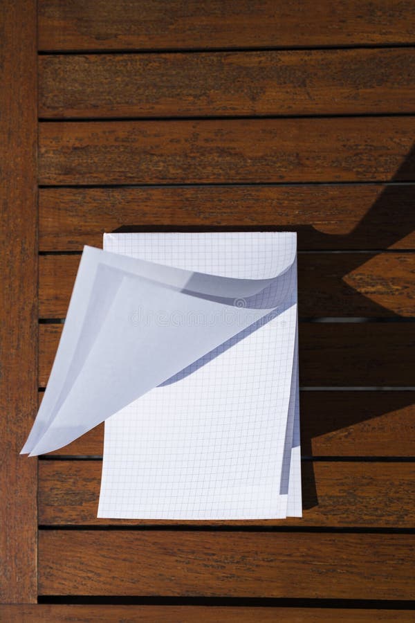 Empty Rectangular White Simple Notepad on Orange Wooden Table in Cafe ...