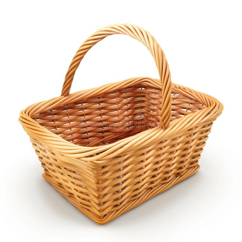 Empty Wicker Basket with Handle, Perfect for Springtime Displays Stock ...