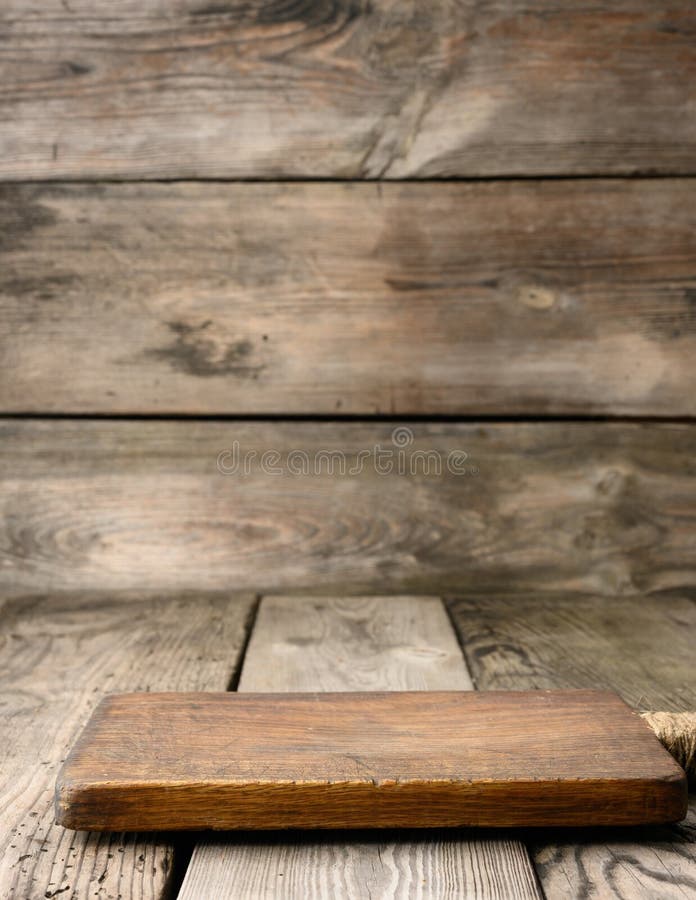 Empty Rectangular Wooden Cutting Kitchen Board on Table Stock Image ...