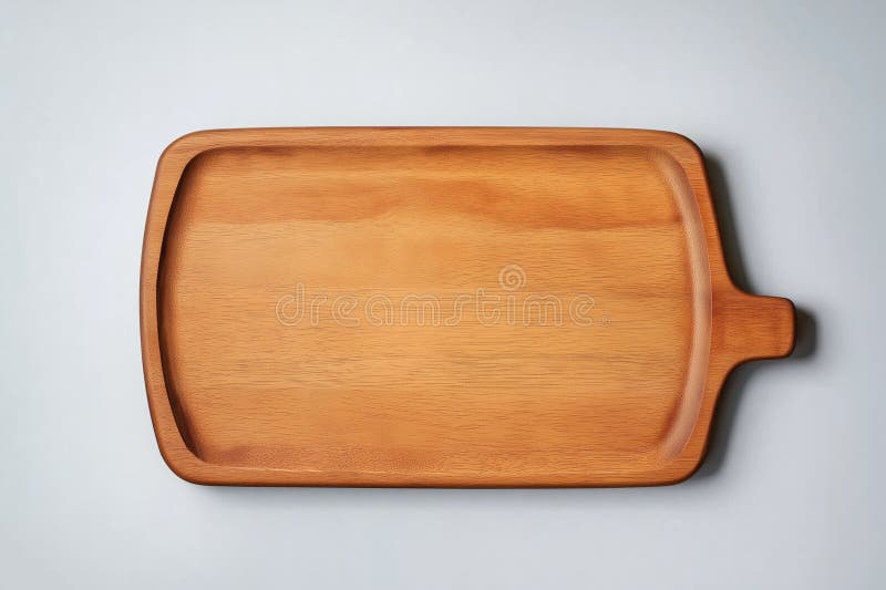 Empty Rectangular Wooden Tray with Handle, Top View Stock Image - Image ...