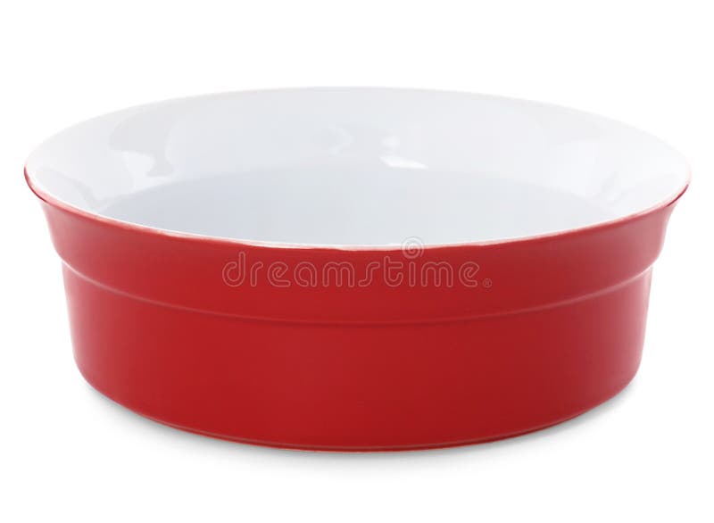 Empty Red Bowl Isolated on White Background. Red Deep Plate for Stock ...