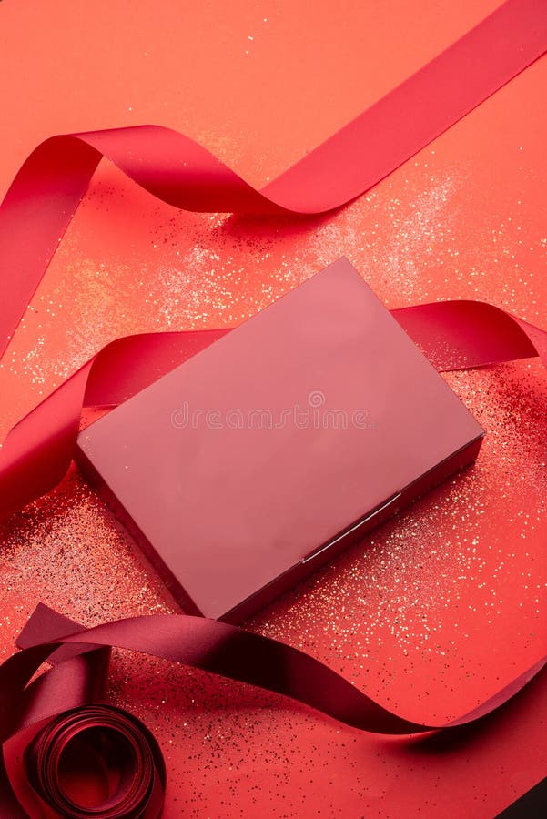 Empty Red Box on Red Background Stock Photo - Image of love, golden ...