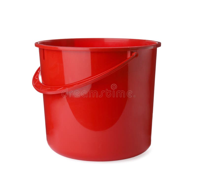 Empty Red Bucket for Cleaning Isolated on White Stock Image - Image of ...