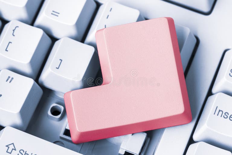 Empty Red Button Removed from Computer Keyboard Stock Photo - Image of ...