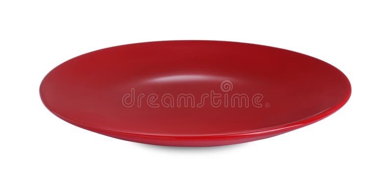 Empty Red Ceramic Plate Isolated on White Stock Image - Image of ...