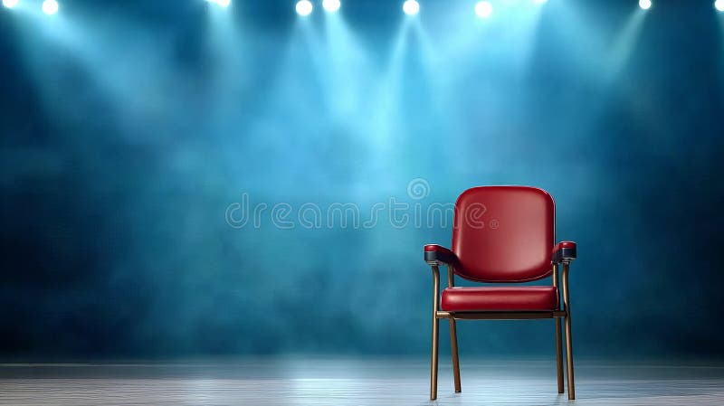 Empty Red Chair Under Spotlight on Stage with Dramatic Lighting Stock ...