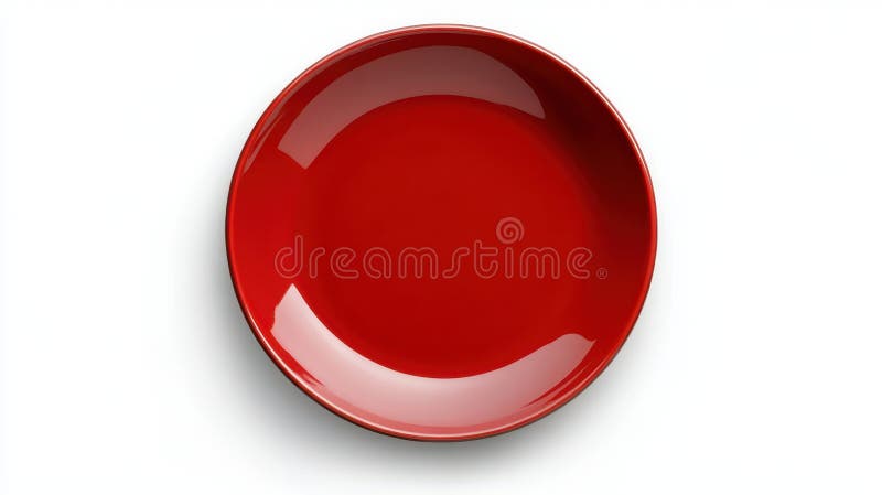 Empty Red Circular Plate Isolated on White Background with Clipping ...