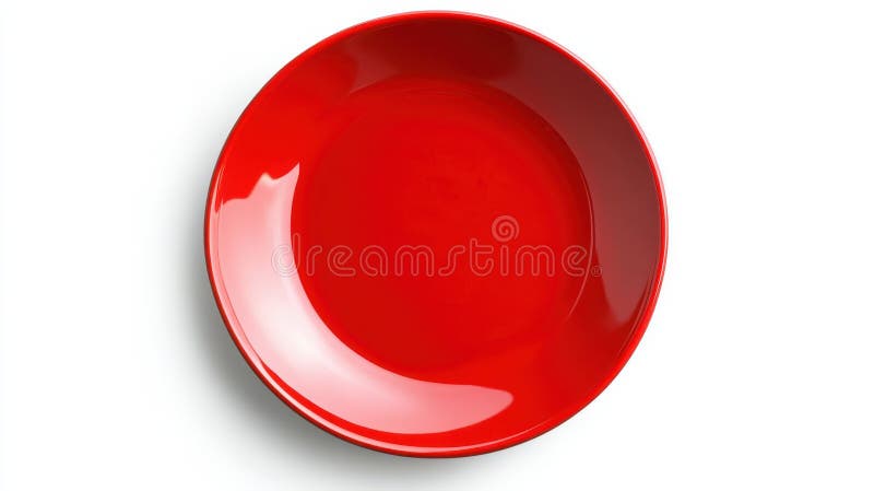 Empty Red Circular Plate Isolated on White Background with Clipping ...