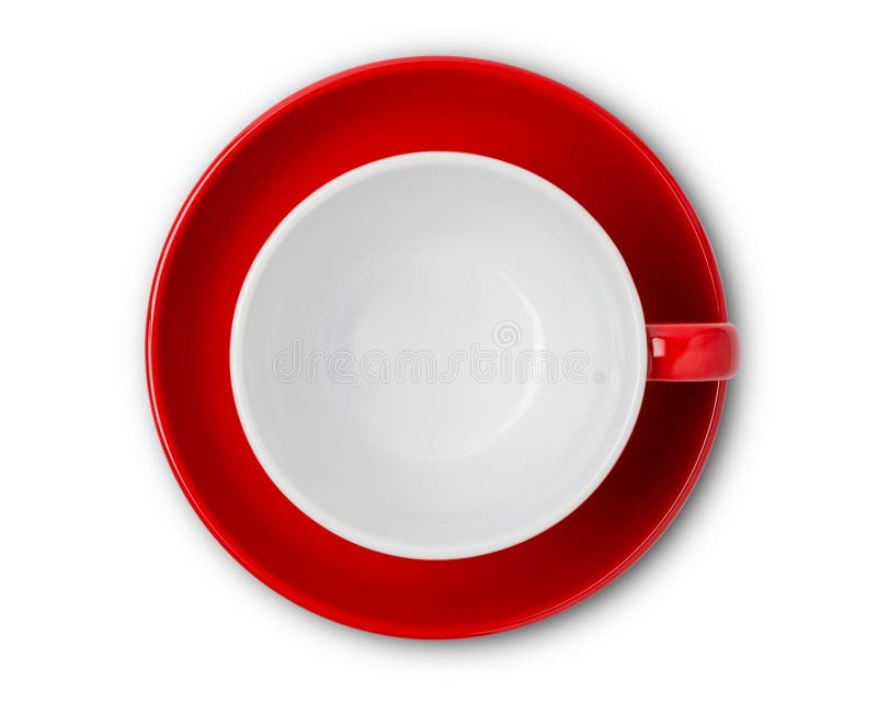 Empty Red Coffee Cup or Tea Cup Top View on White Background. with ...