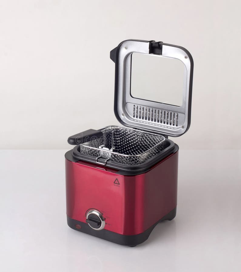 Empty Red Deep Fryer Machine Isolated on White Background Stock Image ...