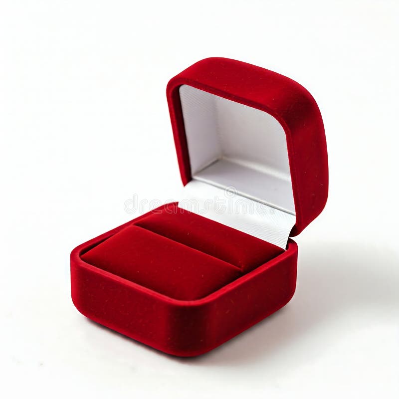 Empty Red Diamond Ring Velvet Box Isolated on White Background Stock ...
