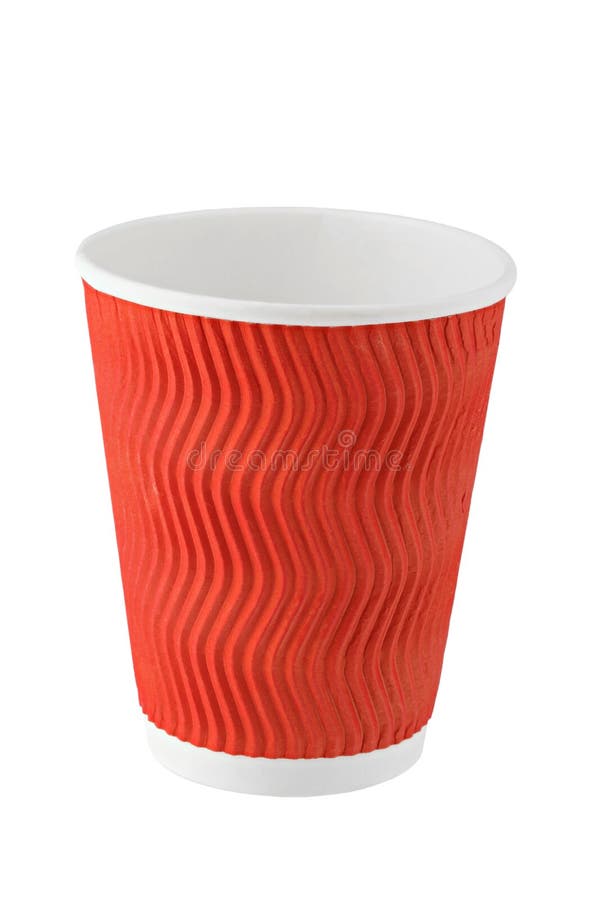 Empty Red Disposable Paper Cup for Drinks Isolated on White Background ...