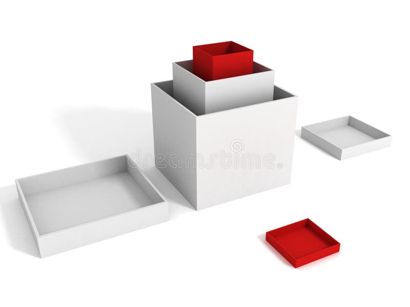 Empty Red Gift Box in Many White Boxes Stock Illustration ...