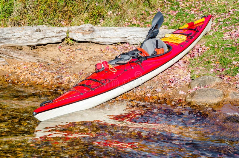 Empty Red Kayak stock photo. Image of leisure, canoe - 87750920