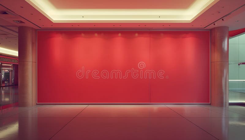 Empty Red Mall Wall for Logo Mockup Making Stock Illustration ...