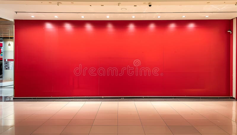 Empty Red Mall Wall for Logo Mockup Making Stock Illustration ...