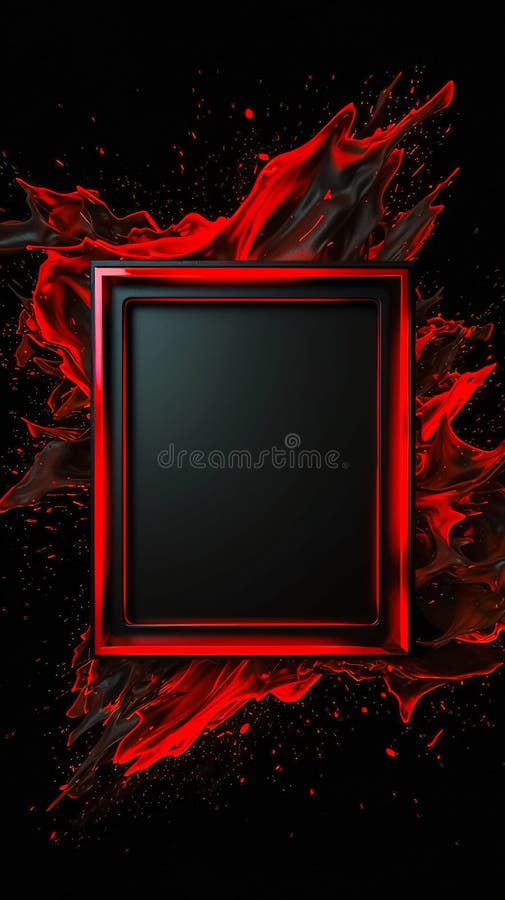 Empty Red Picture Frame with Red Paint Splash. Stock Image - Image of ...