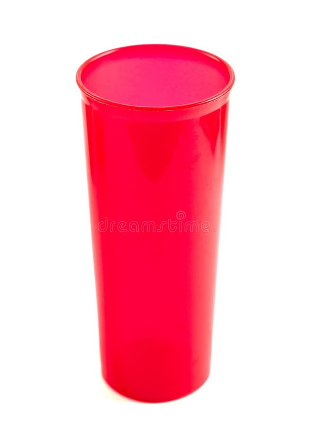 An Empty Red Plastic Cup on a White Background Stock Photo - Image of ...