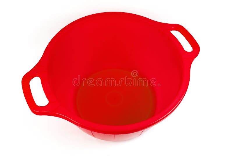 Empty Red Plastic Household Basin on a White Background Stock Photo ...