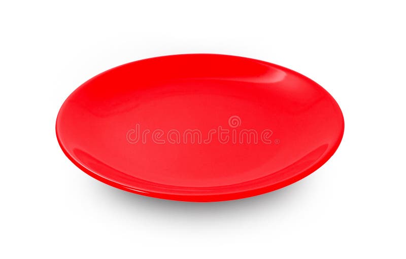 653 Empty Red Color Plate Isolated Top View Stock Photos - Free ...