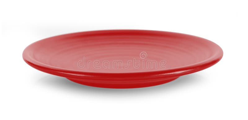 Empty Red Plate Isolated on White Background Stock Photo - Image of ...