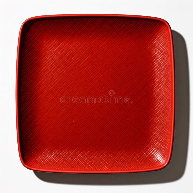 Empty Red Plate Isolated on White Background. Top View. Flat Lay. Stock ...