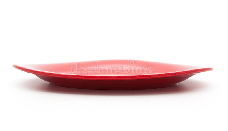 Empty Red Plate on the White Stock Image - Image of cuisine, round ...