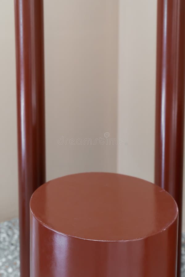 Empty Red Podium Display on Beige Background with Corrugated Red ...