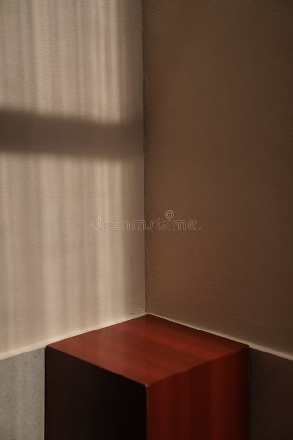 Empty Red Podium Display on Yellow Background with Shadow Red Rectangle ...