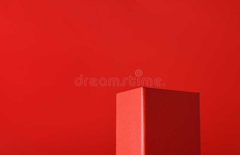 Empty Red Rectangular Podium on Red Background with Crumpled Paper ...