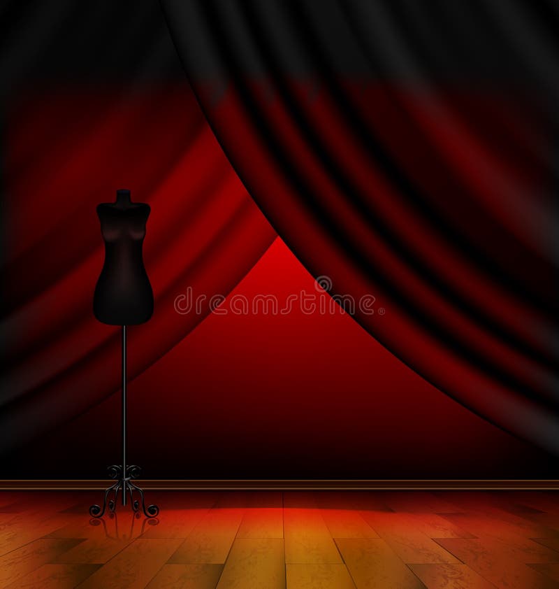 Empty red room and dummy stock vector. Illustration of black - 81079444
