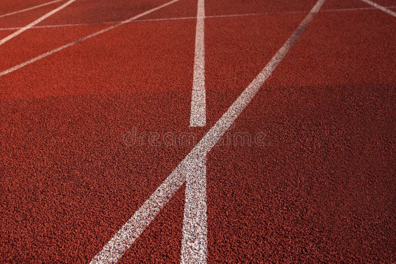 Empty Red Running Track at the Stadium with Markup Stock Image - Image ...