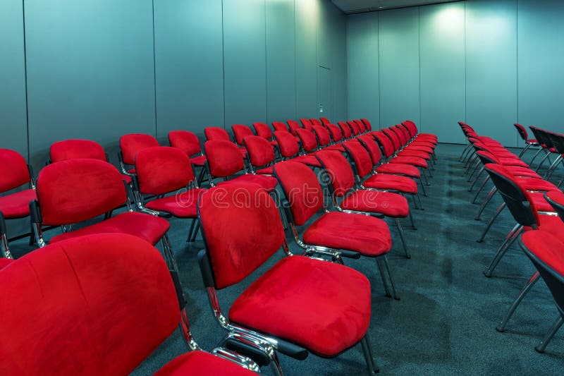 Empty Red Seats in Conference Room Stock Image - Image of absence ...