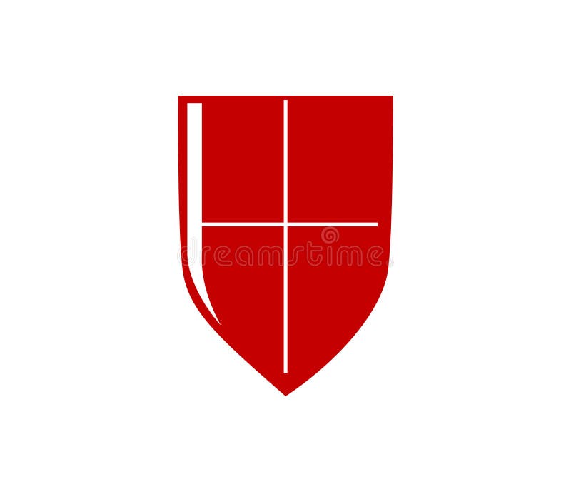 Empty red shield on white stock vector. Illustration of graphic - 155133999