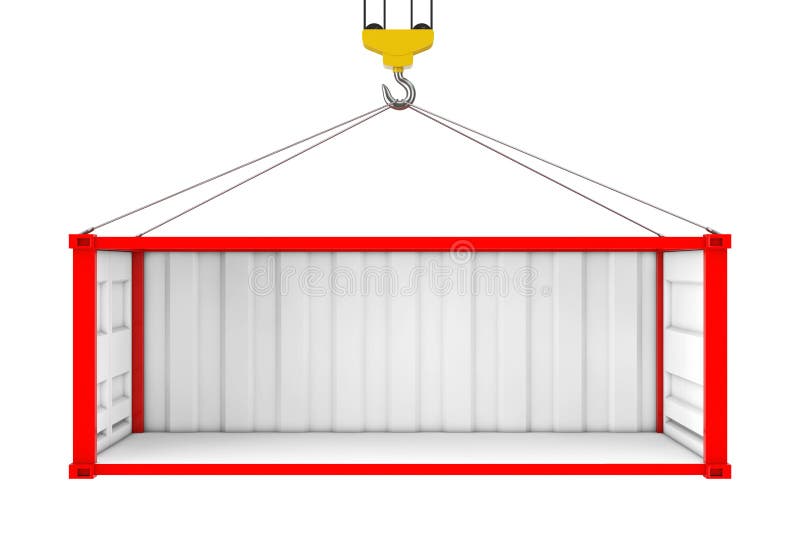 Empty Red Shipping Container with Removed Side Wall. 3d Rendering Stock ...