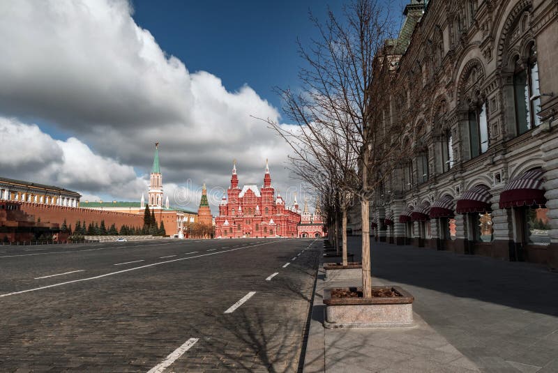 Empty Red Square and Kremlin in Moscow during the Quarantine Lockdown ...